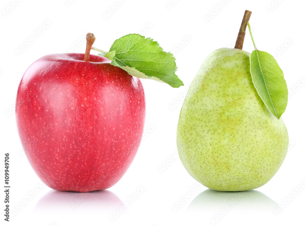 Apfel und Birne Frucht Früchte Obst Freisteller freigestellt is Stock ...