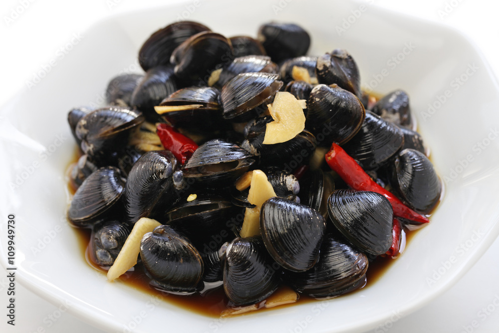 freshwater clam ceviche, marinated river clam, pickled asian clams ...