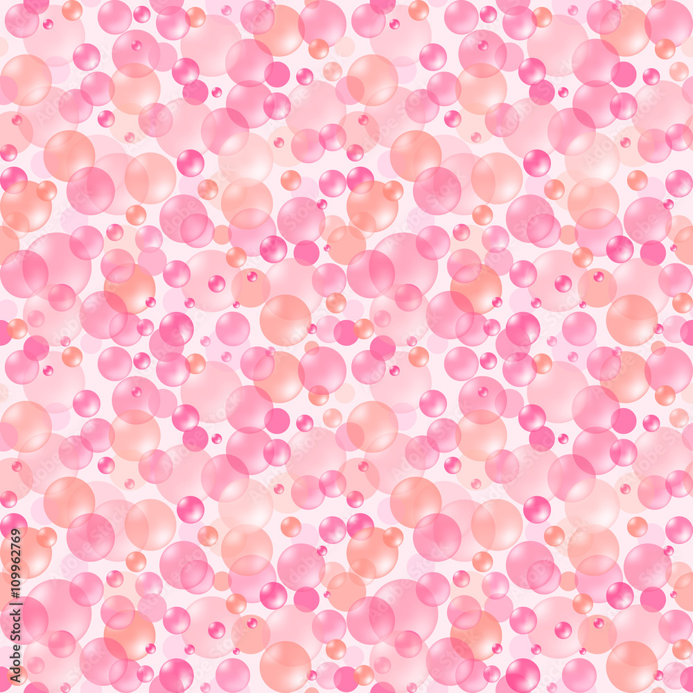 Pink bubbles, bright seamless background. Vector image. Stock Vector ...