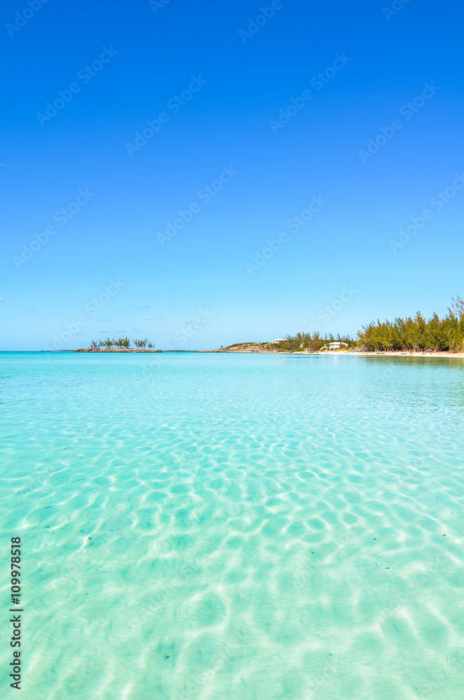 Tropical beach on Eleuthera on the Bahamas with turquoise water. Stock ...