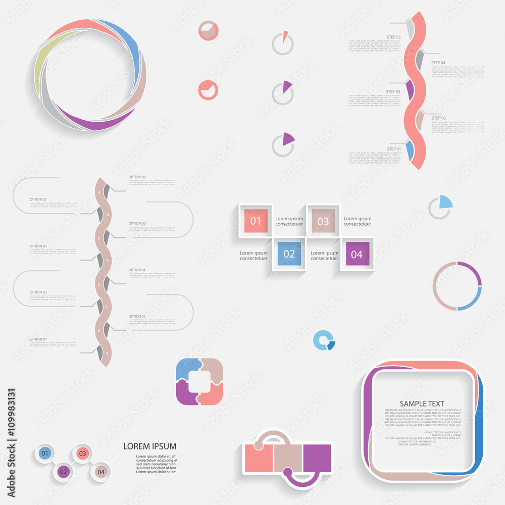 Diagrams, icons and templates for presentation Stock Vector | Adobe Stock