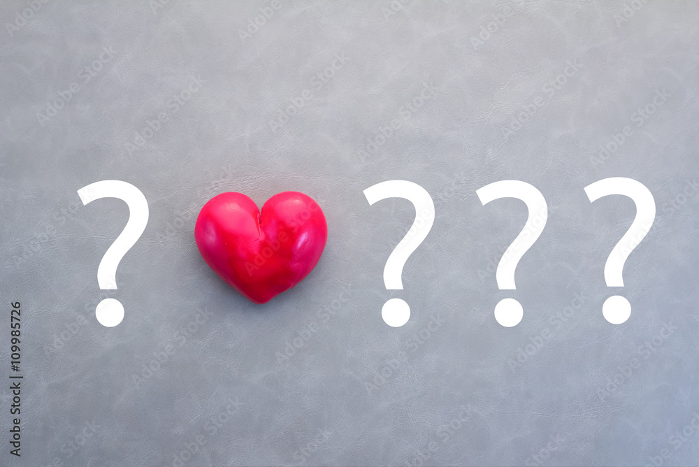 red heart and question mark symbol Stock Photo | Adobe Stock