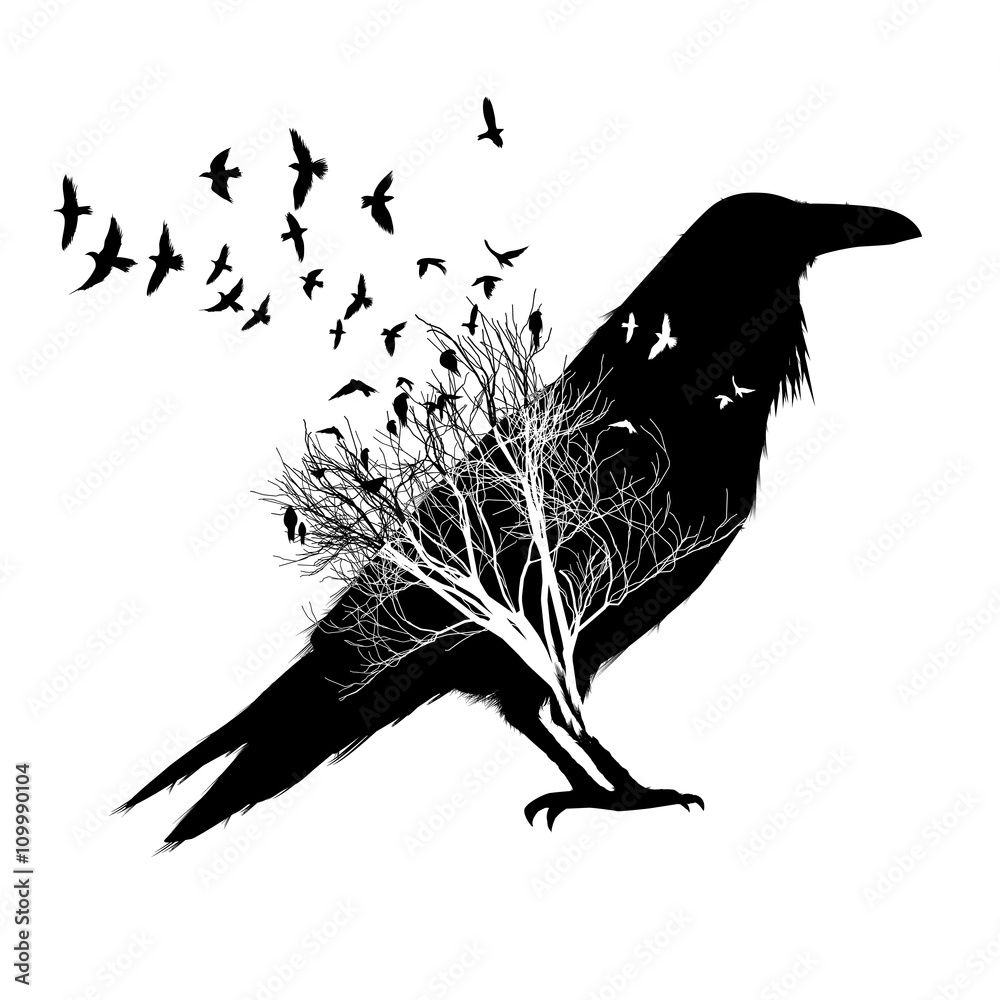 Flying Crows Silhouette