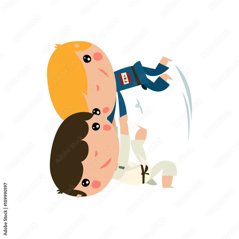 judo kids fighting. cute flat kids. Stock Vector | Adobe Stock