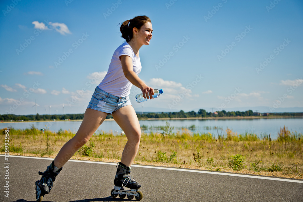 Girl rollerblading Stock Photo | Adobe Stock