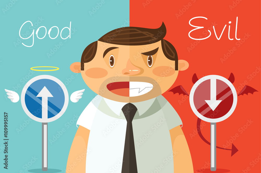 Good and evil. Vector flat cartoon illustration Stock Vector | Adobe Stock