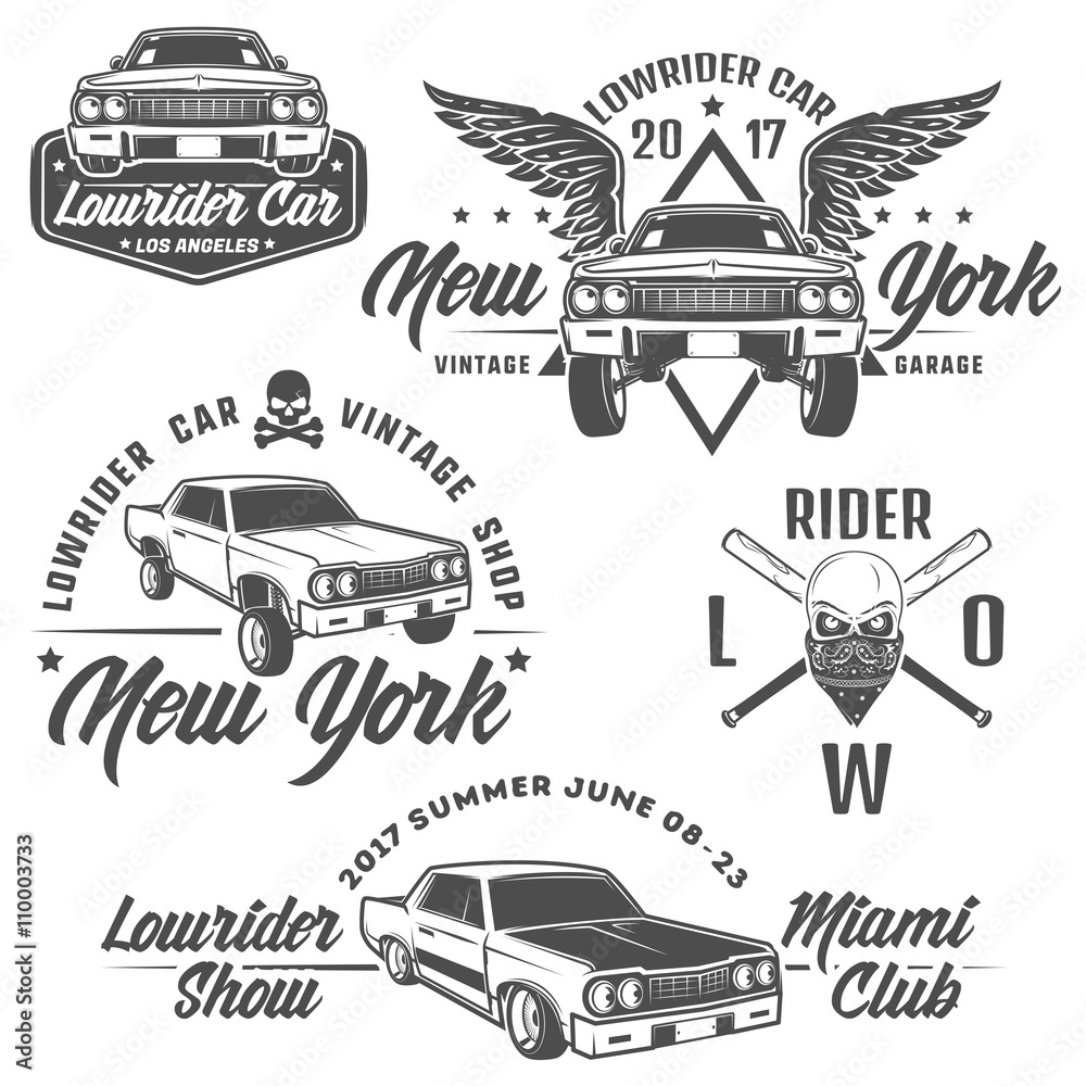 Set of lowrider cars,lowrider,lowrider machine,lowrider for emblems and ...