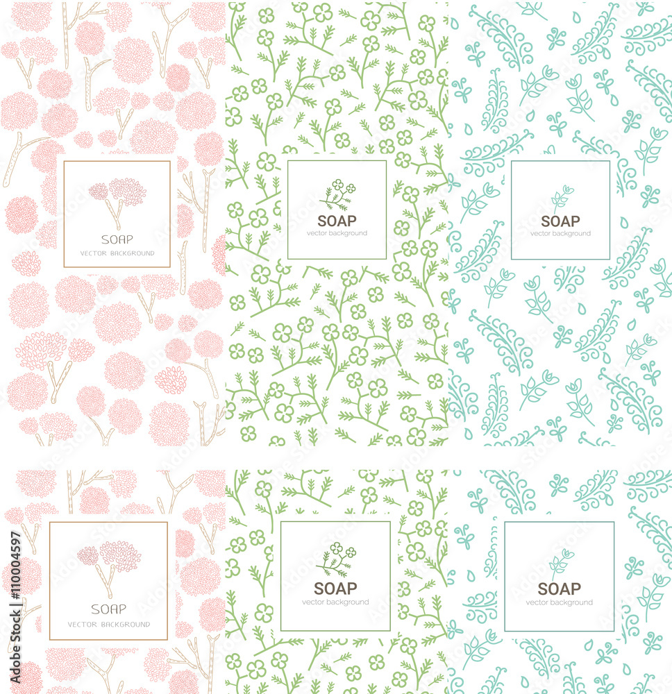 Vector set of design elements and icons in trendy linear style for soap ...