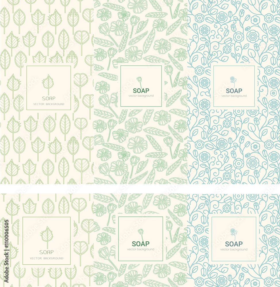 Vector set of design elements and icons in trendy linear style for soap ...