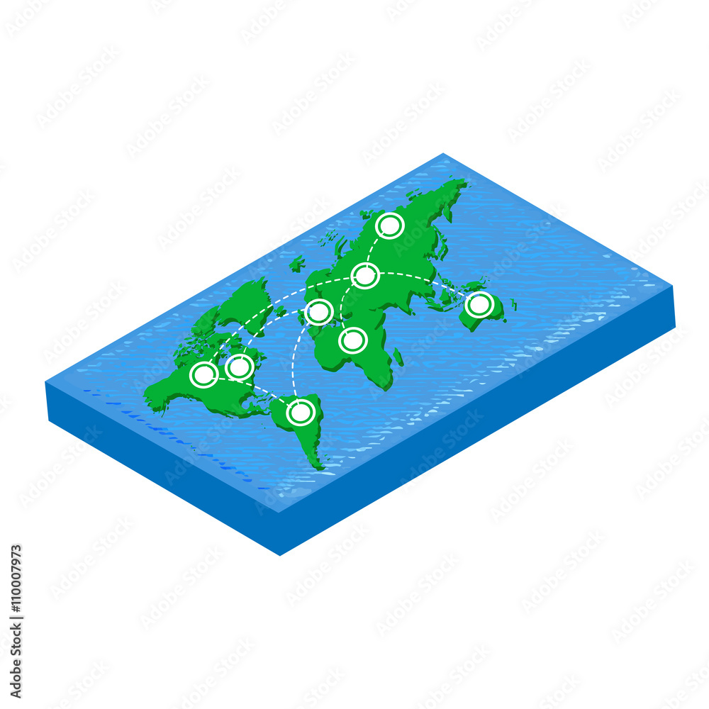 World map isometric. World map object. World map icon. World map ...