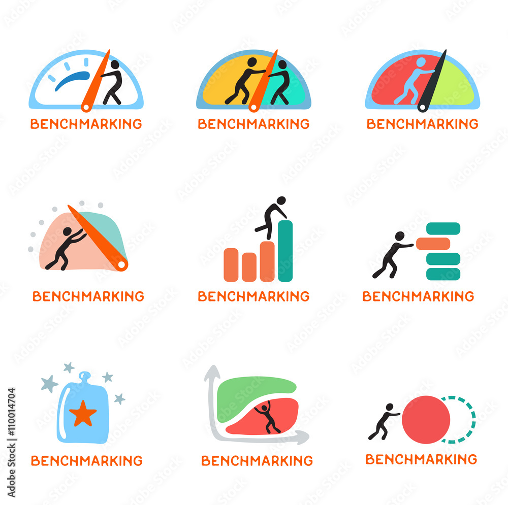 Benchmarking concept logo, vector icon set Stock Vector | Adobe Stock Benchmarking concept logo, vector icon set Stock Vector | Adobe Stock