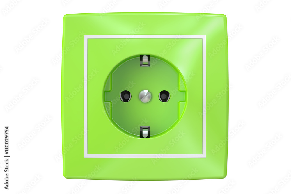 Green electric socket, green energy concept. 3D rendering Stock ...