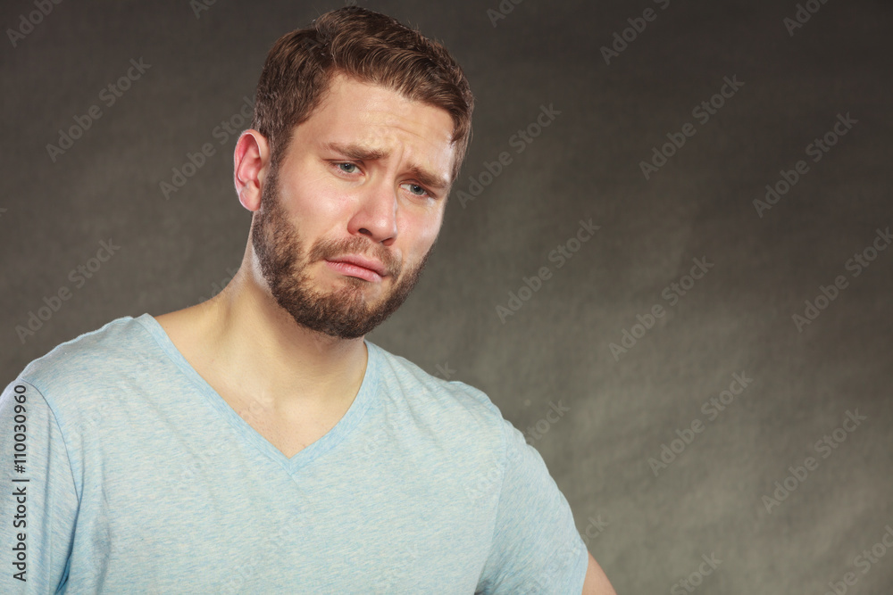 Sad depressed handsome man guy crying. Stock Photo | Adobe Stock