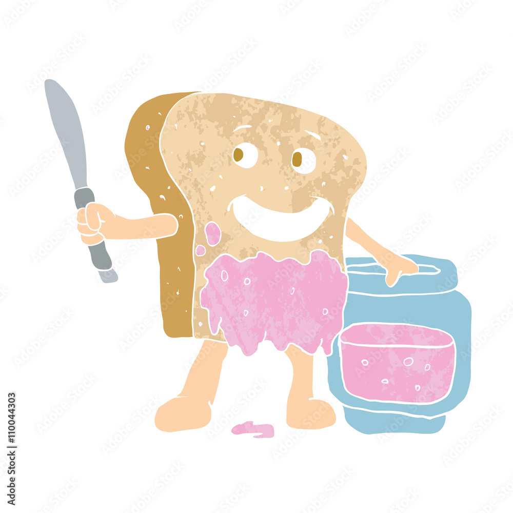 Cartoon slice of bread with jam Stock Vector | Adobe Stock