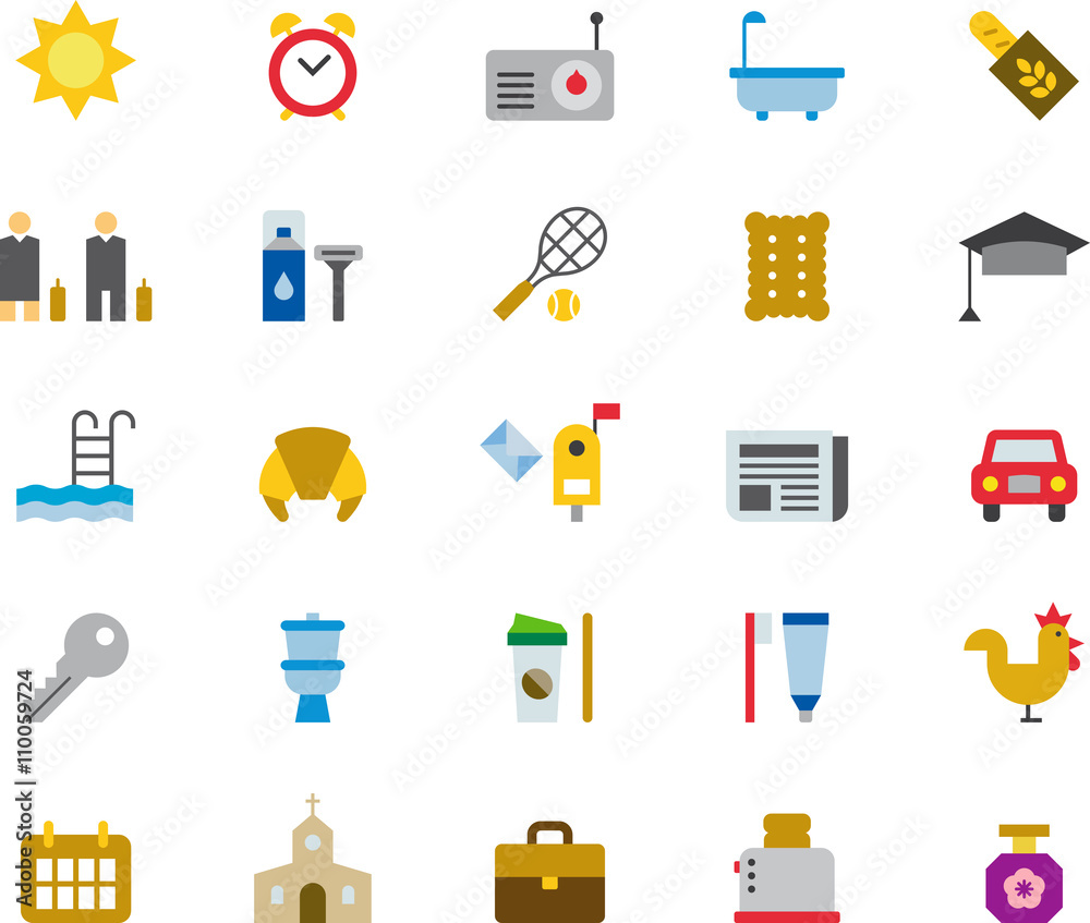 GOOD MORNING colored flat icons Stock Vector | Adobe Stock