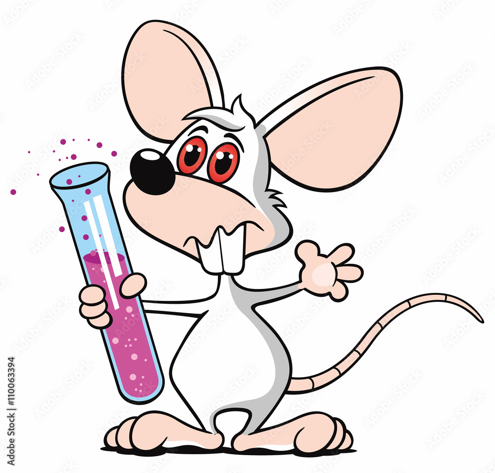 Maus weiß Labor Comic Cartoon Reagenzglas Stock Illustration | Adobe Stock