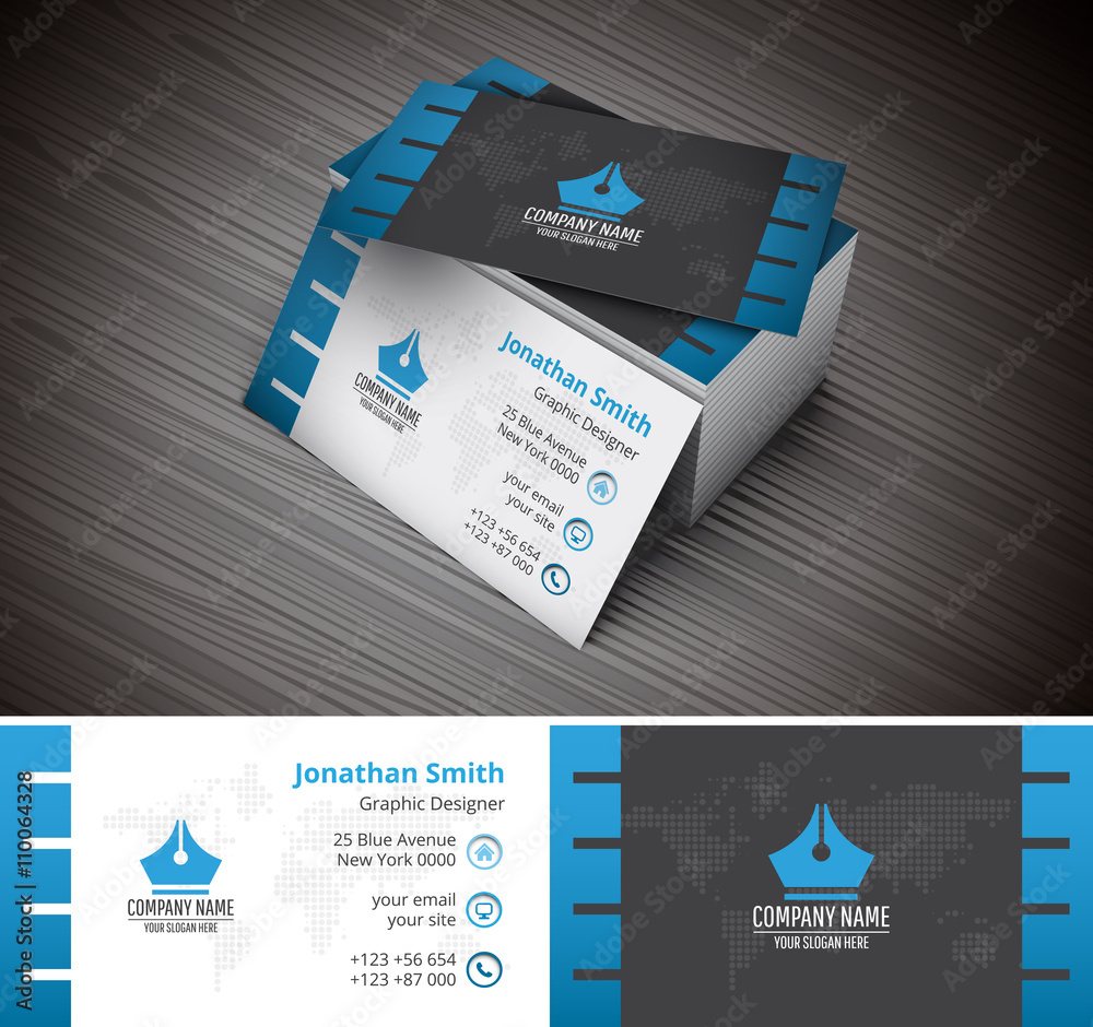 Business card. File contains text editable AI and PSD files , EPS10 ...