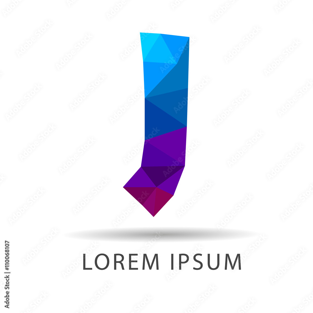 Big letter J low poly style, logo white background Stock Vector | Adobe ...