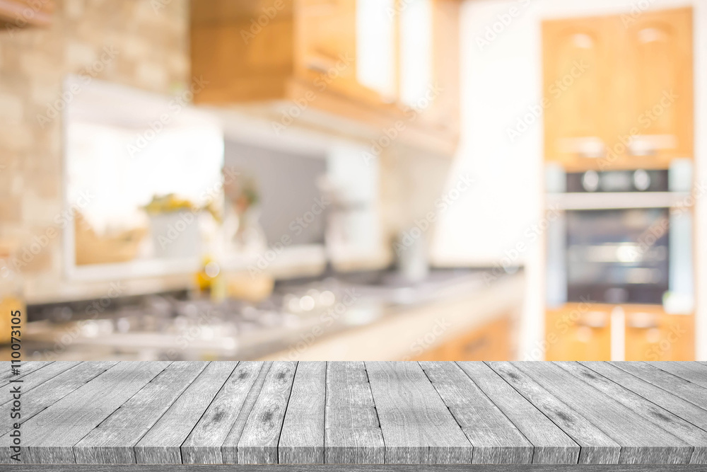 Blur Kitchen Room Interior of Background, product display templ Stock ...