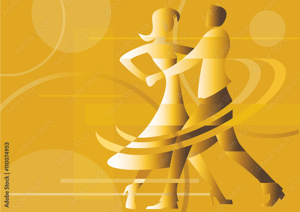 Dancing couple yellow background. Yellow background with silhouettes of ...