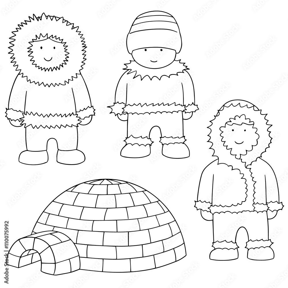 vector set of eskimo Stock Vector | Adobe Stock