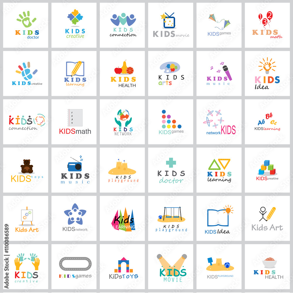 Children Icons Set - Isolated On White Background. Vector Illustration ...