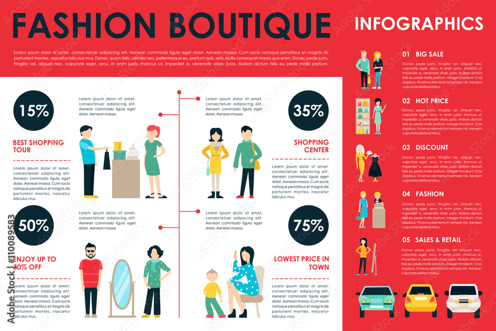 Shopping Center concept Retail infographic flat web vector illustration ...