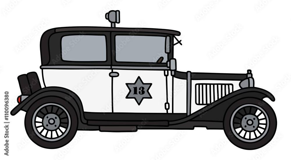 Vintage police car / Hand drawing, vector illustration Stock Vector ...