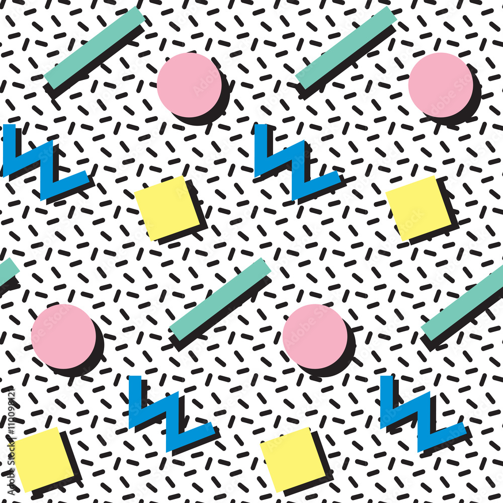 Retro seamless pattern in Memphis style, 80s, 90s Stock Vector | Adobe ...
