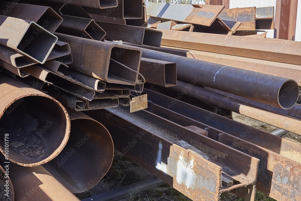 Rust steel rod or bars in warehouse Stock Photo | Adobe Stock
