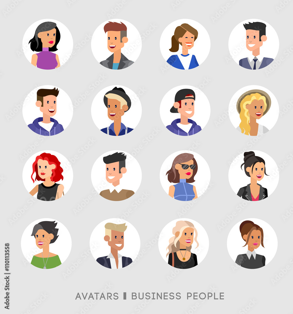 Cute cartoon human avatars set Stock Vector | Adobe Stock