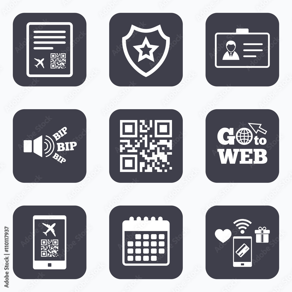 QR scan code icon. Boarding pass flight sign. Stock Vector | Adobe Stock