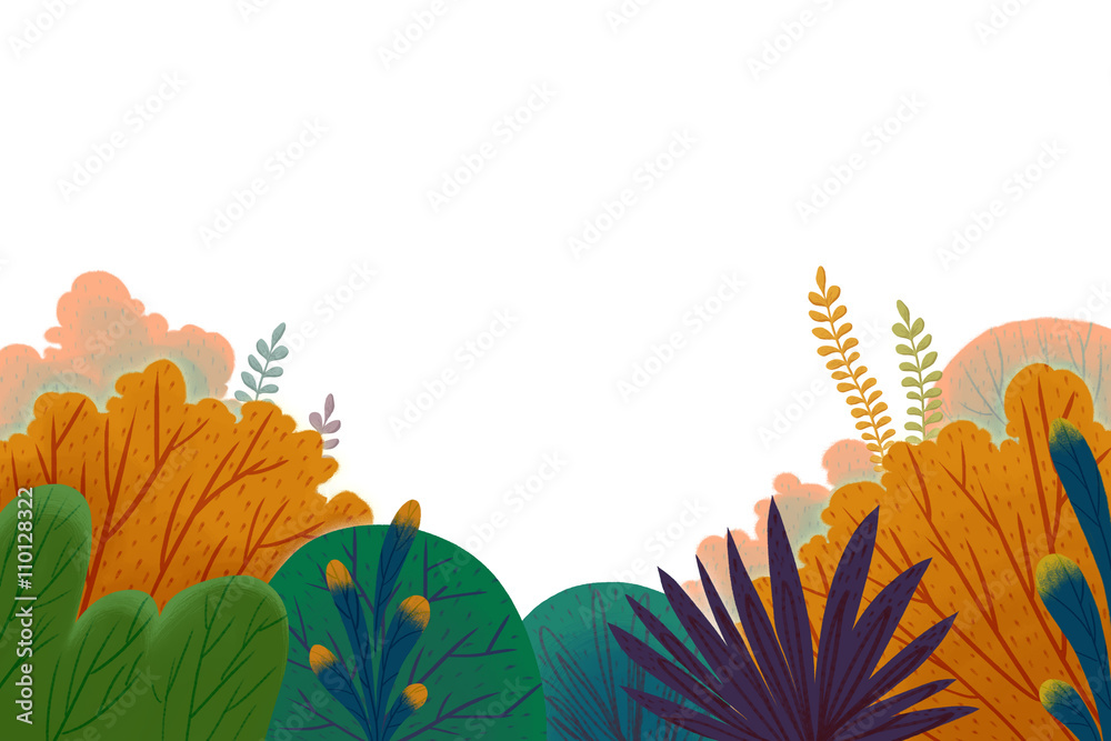 Creative Illustration and Innovative Art: Cartoon Forest Frame isolated ...