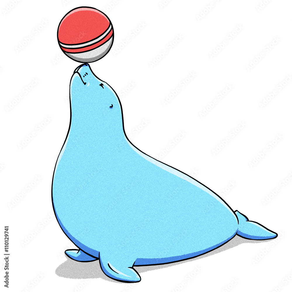 Funny Cartoon Cute Fat Navy Seal Illustration Stock Illustration