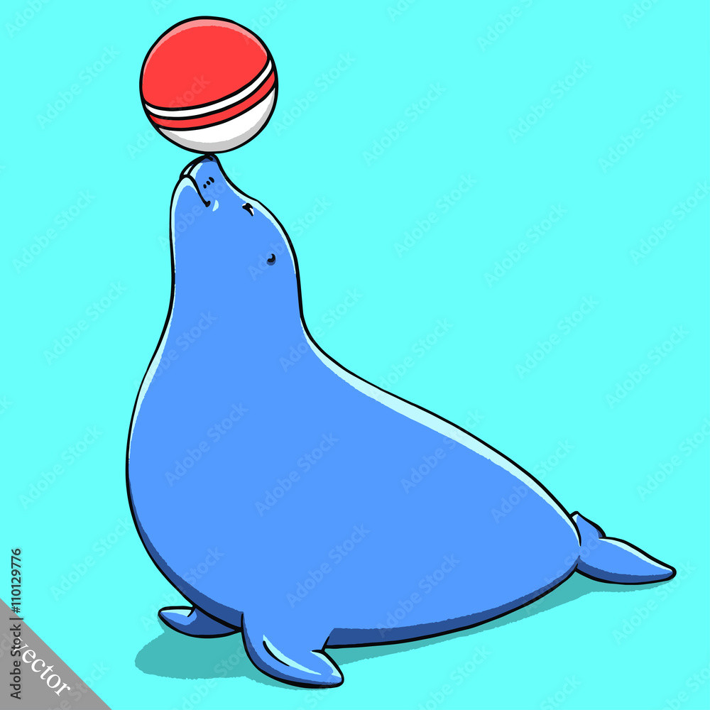 funny cartoon cute fat Navy seal vector illustration Stock Vector ...
