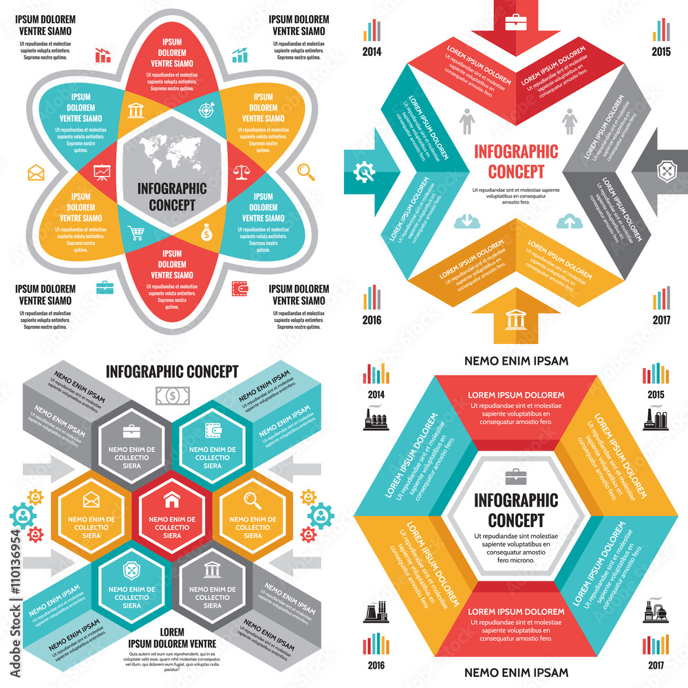 Vetor de Infographic business concept vector layouts in flat style ...