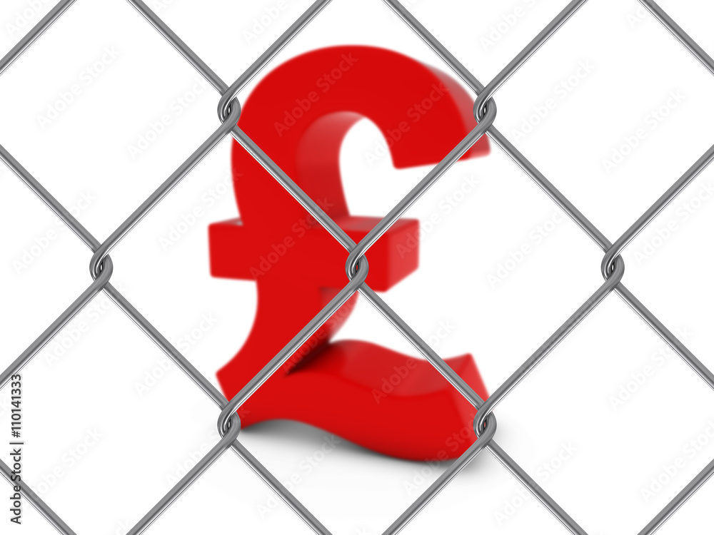 Red Pound Symbol Behind Chain Link Fence with depth of field - 3D ...