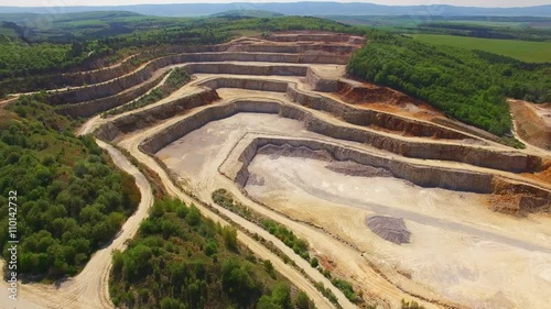 Flight over open cast mine. Biggest Czech limestone quarry Devil's ...