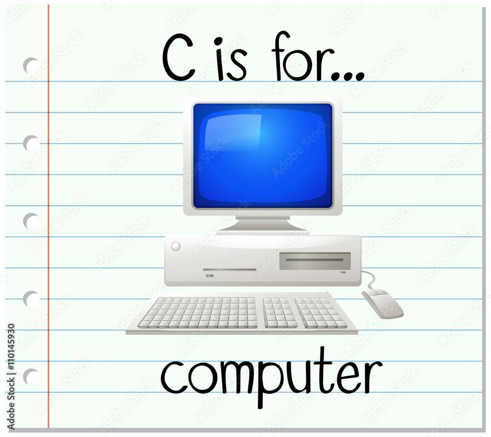 Flashcard letter C is for computer Stock Vector | Adobe Stock