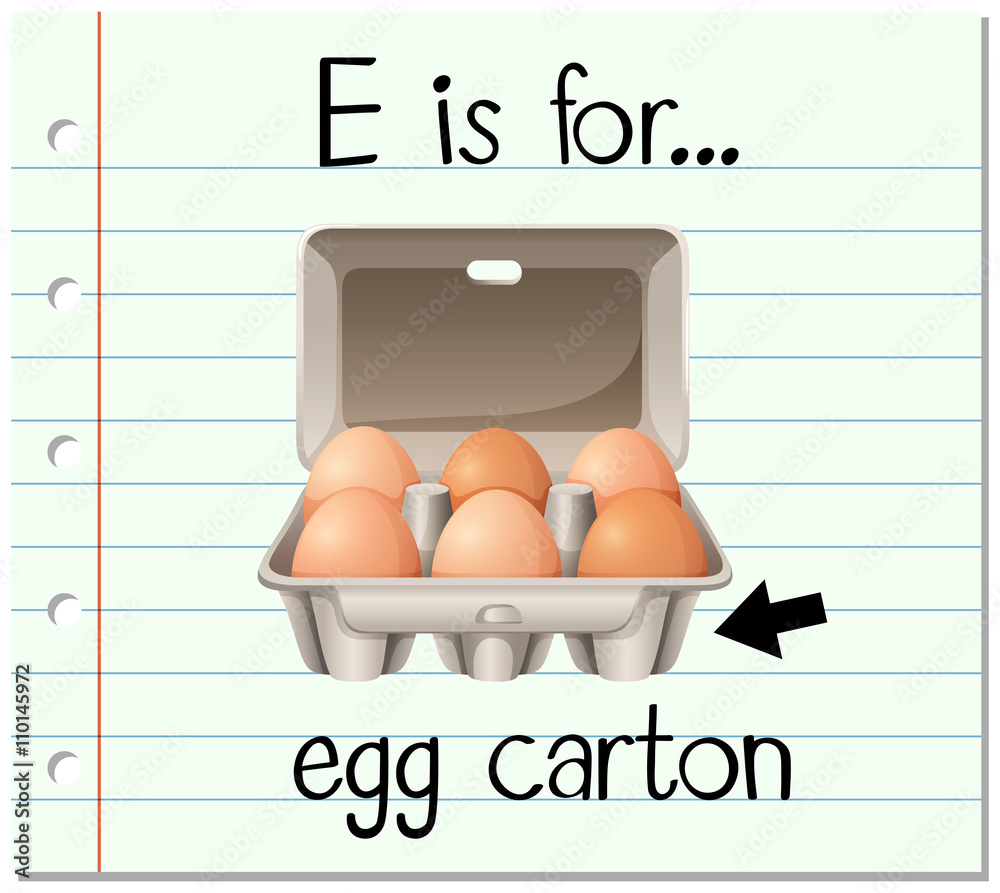 Flashcard letter E is for egg carton Stock Vector | Adobe Stock
