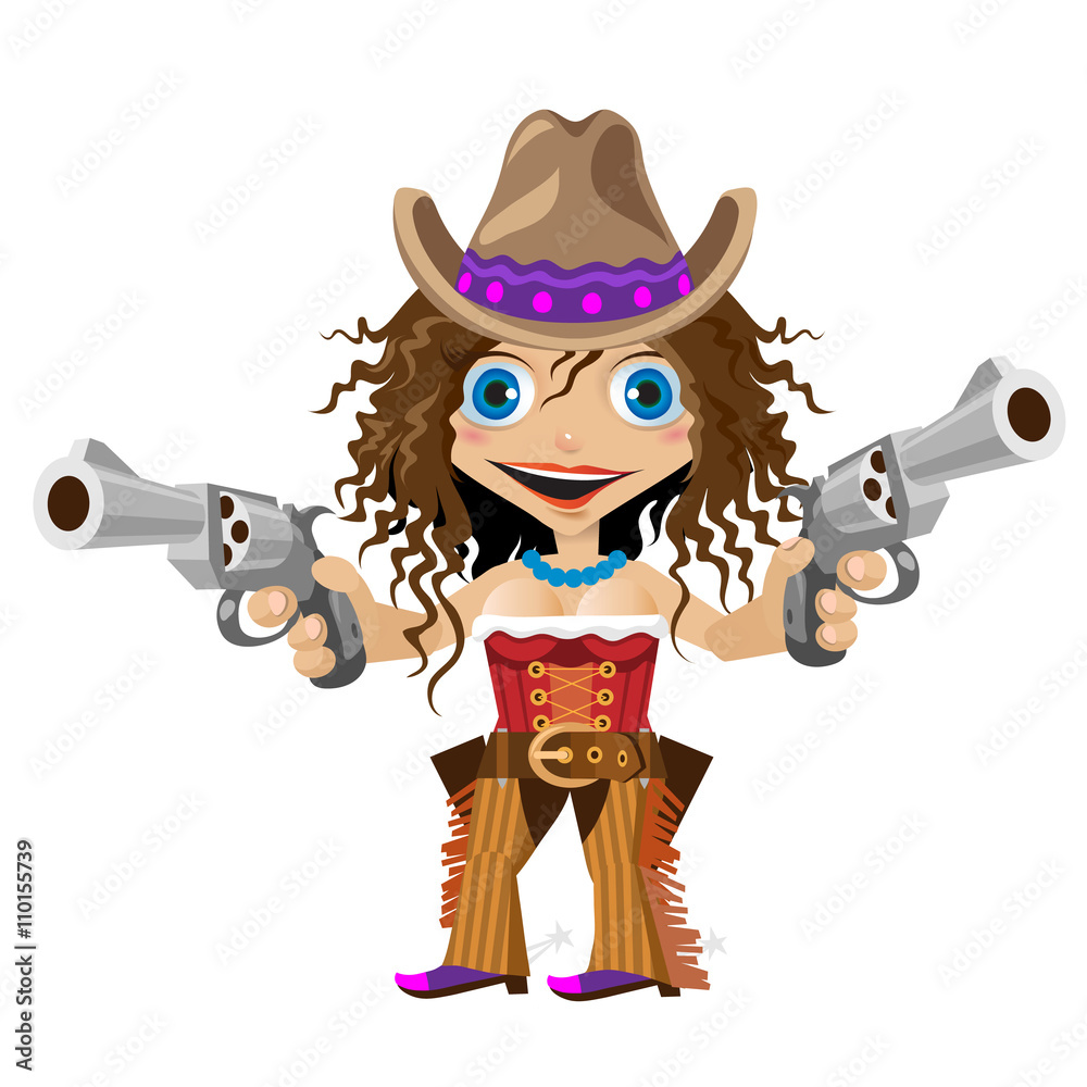 Cartoon character of Wild West, girl cowboy Stock Vector | Adobe Stock