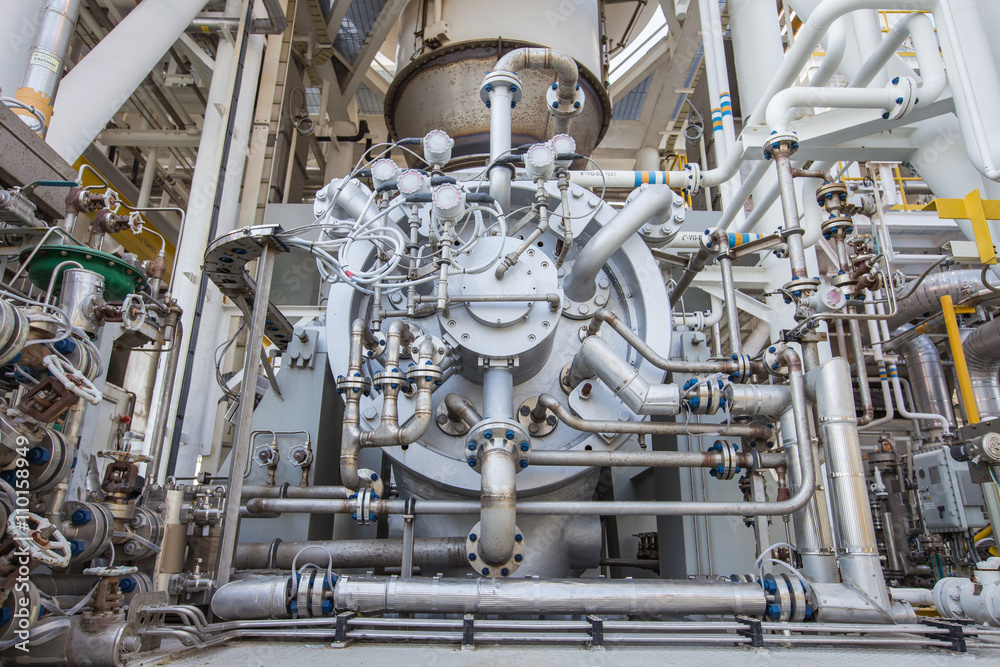 Gas compressor with piping and tubing accessories to compress gas and ...