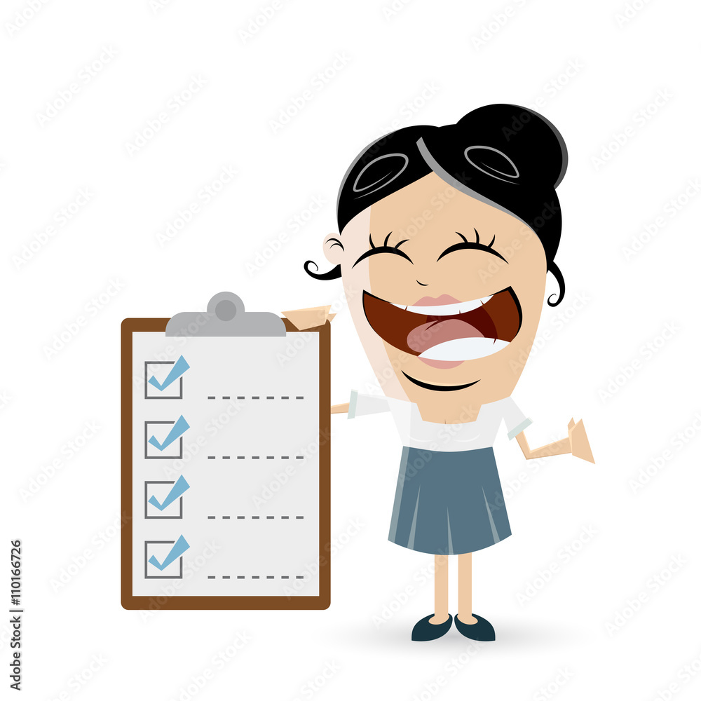 funny businesswoman with checklist Stock Vector | Adobe Stock