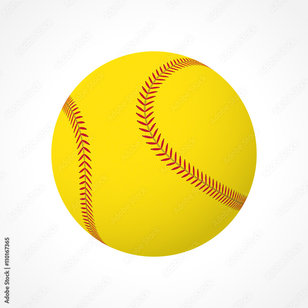 Realistic softball ball vector icon isolated on white background Stock ...