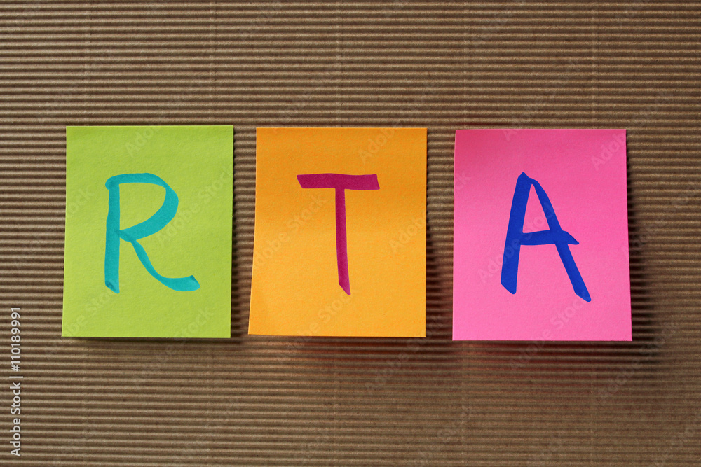 RTA (Renal Tubular Acidosis) acronym on colorful sticky notes Stock ...