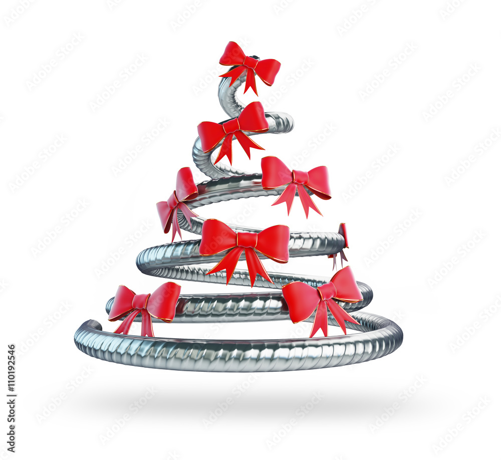 metal Christmas tree 3D rendering, 3D illustration Stock Photo | Adobe ...