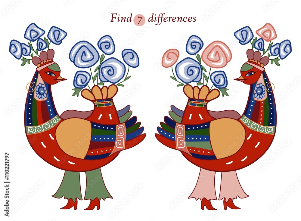 Find seven differences between two beautiful fairy birds. Cartoon ...
