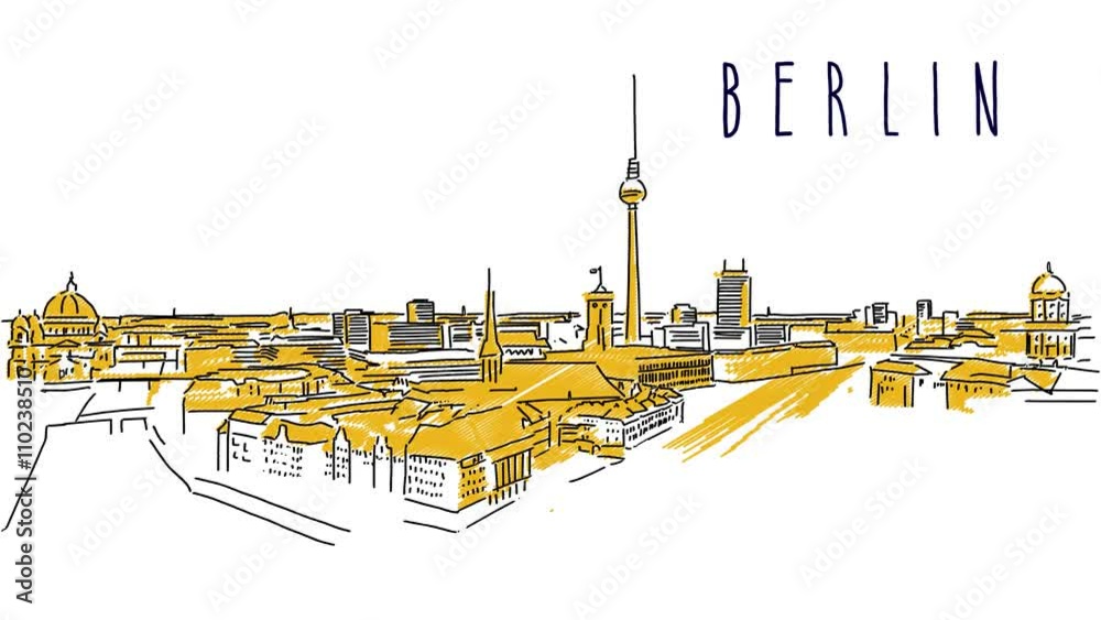 Berlin City Guide Animation Build-up, Build-Down, Colored Panoramic ...