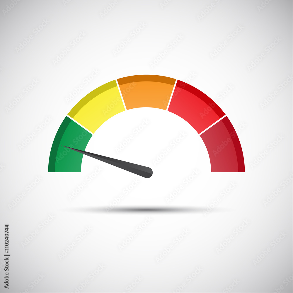 Color vector tachometer, flowmeter with indicator in green part ...