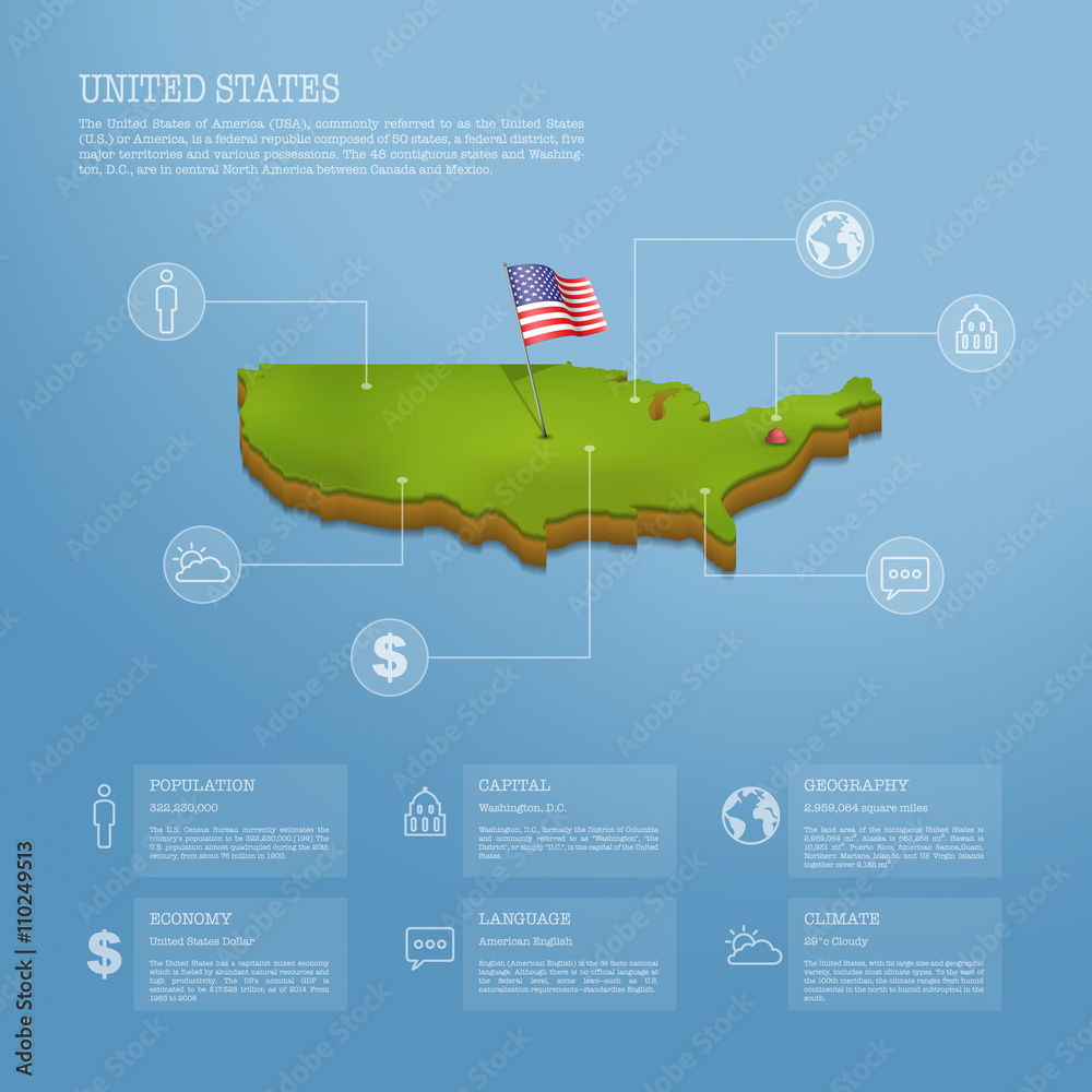 Infographic of United States of America (USA) map eps10 vector i Stock ...